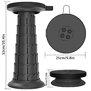 20.4“Telescoping Stool with Cushion,Portable Camping Stool More Sturdy Capacity 550Ib,Collapsible Retractable Stool Adjustable Folding Stool for Garden Fishing Hiking BBQ with Carry Bag,Carabiner