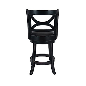 Boraam Florence 24" Counter Height Wood Swivel Stool, Black Sandthru