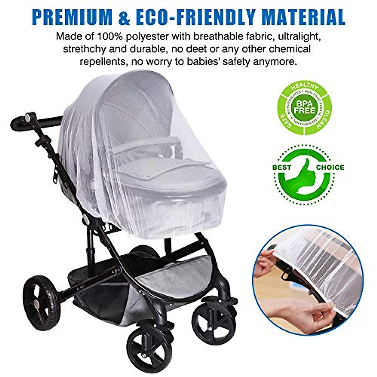 Stroller Rain Cover and Baby Stroller Mosquito Net(2-Piece Set),Universal Stroller Accessory,Waterproof, Windproof Protection,Protect from Dust Snow,Baby Travel Weather Shield