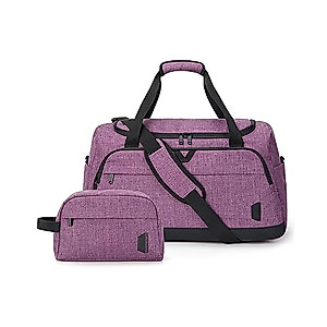 Weekender Bag for Women, BAGSMART 38L Carry on Overnight Bag, Gym Bag Personal Item Travel Bag with Trolley Sleeve, Shoe Bag, Purple-38L
