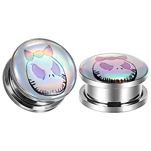 TBOSEN 10 Pcs Skull Ear Plugs ET Tunnels For Ears Stretchers Satan Ram Demons Ear Gauges 2g - 1-3/16 inch