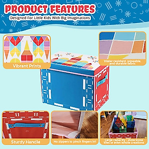Vibrant Learning Toys Magnetic Tile Storage Bin & Interactive Play-Mat