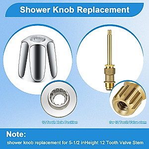 Metal 3 Piece Shower Knob Replacement, Compatible with Price Pfister Verve and Bathtub/Shower Faucet Handle, Include Hot and Cold/Diverter Shower Knob, Height 2.35 in Width 2.35 in (Polished Chrome)