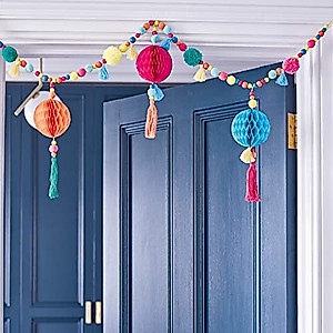 Talking Tables Boho Party Decorations | Boho Pom Poms Garland | Great For Room Décor, Birthday Party, Baby Shower, Wedding And Bridal Shower