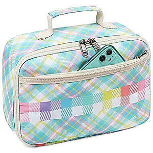 CAMTOP Lunch Box Kids Insulated Lunch Bag Small Cooler Thermal Meal Thermal lunchbox for Girls Boys School Picnics（Lattice Colorful）