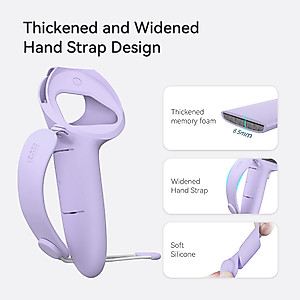 KIWI design Controller Grips Cover with Battery Opening Adjustable with Knuckle Straps, Suitable for Large Hands Compatible with Quest 2 Accessories (Purple)