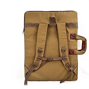 Portable Canvas Sketchpad Zipper Bag Kits Storage Outdoor Painting Drawing Board Pack Case Backpack Travel Artist Portfolio Art Carrying Case School Supplies(Grey)