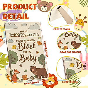 Watersay 53 Pcs Baby Shower Games Sign Kit Include 36 Abc Letter Alphabet Blocks 4 DIY Wooden Blocks 1 Block Game Frame Sign 12 Acrylic Markers for Gender Reveal Building Game Decorate Winners Decor