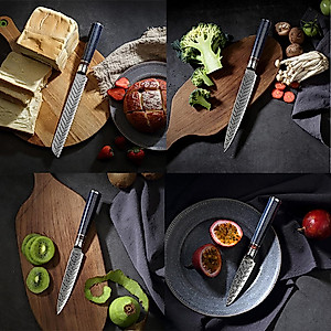 Damascus Knife Set 9 Piece Kitchen Knife Sets Honeycomb Resin Handle 9Cr18MoV Ultra Sharp Professional Chef Knives Set for Cooking Exquisite Cutlery set