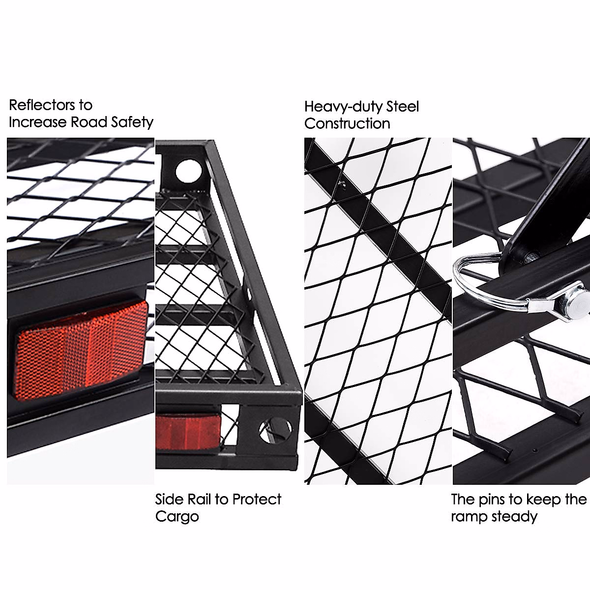 IRONMAX Hitch Cargo Carrier with Ramp, Heavy Duty Folding Mobility Scooter Wheelchair Hitch-Mounted Carrier for Car, Truck, SUV, RV, 500LBS Weight Capacity