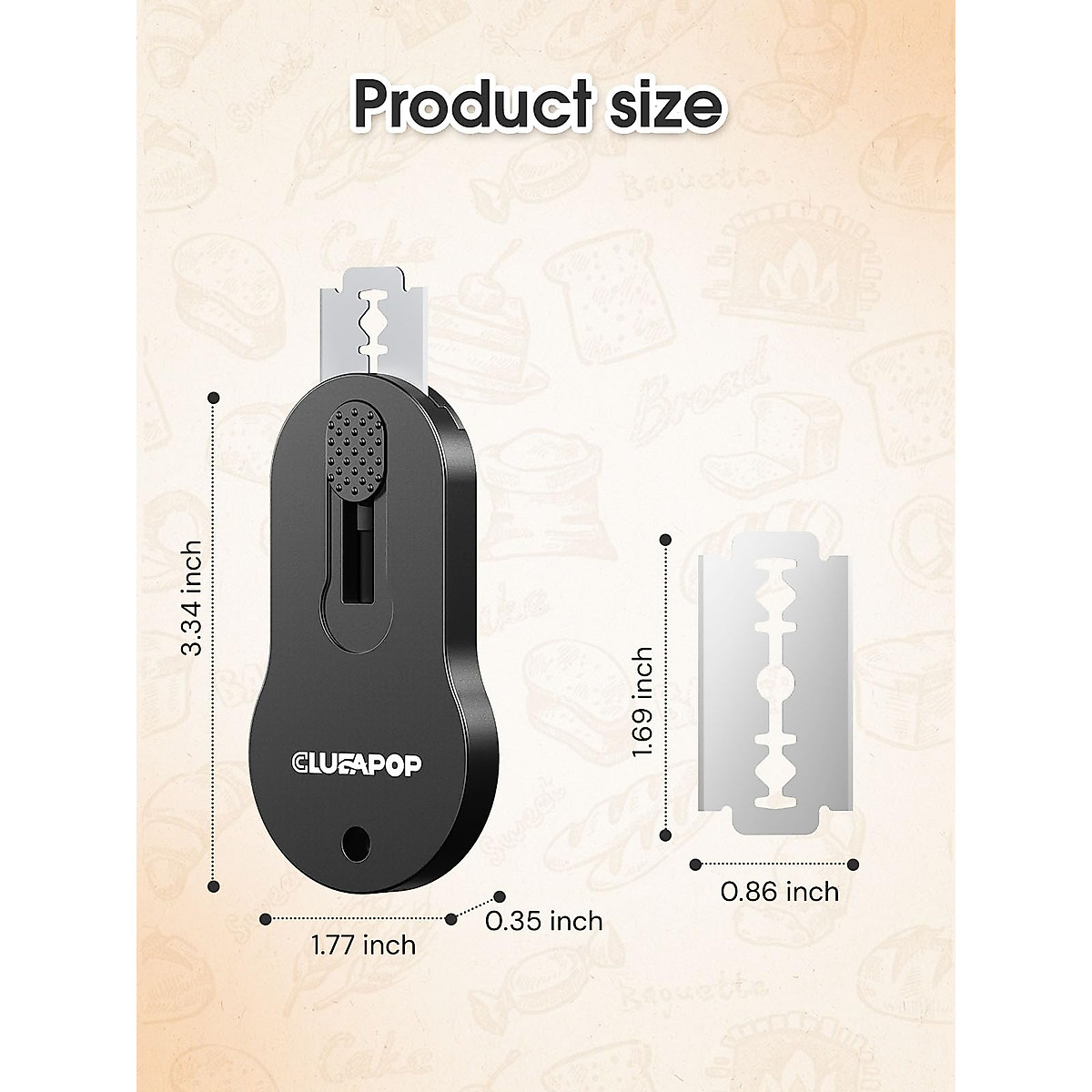 Bread Lame, Magnetic & Reusable Bread Lame Dough Scoring Tool, Bread Lame Blades Tool, Anti-Slip Handle with Long Retractable Razor, Sourdough Scoring tool for Bread Making, Bread Scoring Tool