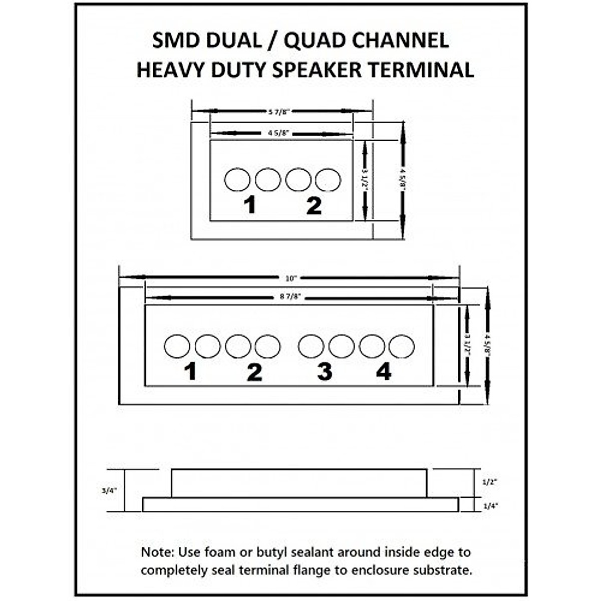 SMD 2 Channel Speaker Terminal (Stainless)