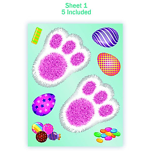 Easter Decorations Bunny Footprints Kit – 80 Total Paw Print Egg & Candy Floor Decals