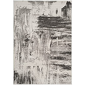 SAFAVIEH Adirondack Collection Area Rug - 8' x 10', Ivory & Grey, Modern Abstract Design, Non-Shedding & Easy Care, Ideal for High Traffic Areas in Living Room, Bedroom (ADR133C)