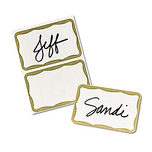 Avery 5146 Name Badge Labels, 2-11/32-Inch x3-3/8-Inch , 100/PK, Gold Border