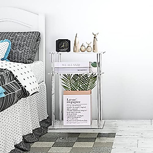 HMYHUM Clear Acrylic End Table, 3-Tier Side Table for Living Room, Small Bedside Table/Nightstand for Bedroom, Home Decor Accent Table, 15.7" L x 11.8" W x 23.4" H