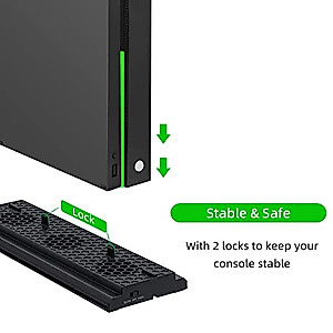 Mcbazel Vertical Cooling Stand for Xbox One X, Cooling Fan Stand with 3 USB Ports and Light Bar Compatible with Xbox One X Console Only - Black