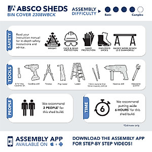 Absco Utility 7.5 Ft. x 2.5 Ft. Garbage Can Metal Storage Shed DIY Galvanized Steel Sheds for Garbage Can, Trash Bin, and Junk Storage Tools, Firewood, Gardening Equipment (Surfmist White)