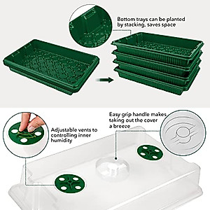 YAUNGEL Seed Starting Trays, XL Thicken Seed Starter Tray Kit with Humidity Dome Durable Growing Trays for Greenhouse & Gardens, 4 Pack 160 Cells, Green