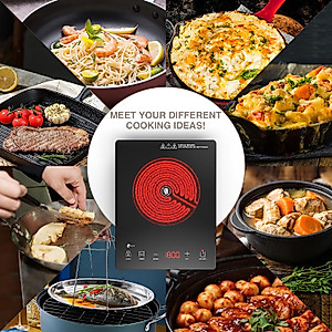 KOCONIC Upgraded to 1800W Single Burner,Electric Cooktop,Hot plate for cooking,Electric Stove With Timer and Touch Control,No Radiation to Protect Family Health,Newest model of 2023