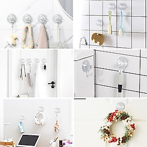 Wreath Suction Cup Hooks for Shower, Elegear Shower Suction Hooks Hold up to 11 lb, 4 Pack Reusable & Waterproof & Clear Shower Hooks, Window Suction Cups with Hooks for Loofah Wreath Bathroom kitchen