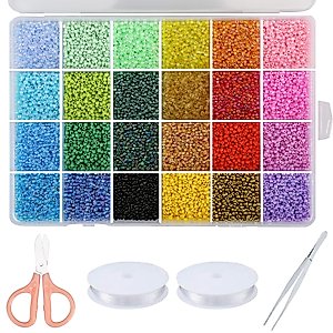 GREENTIME 22800pcs Glass Seed Beads for Jewelry Making Kit, Small Craft Beads 11/0 Waist Beads for DIY Bracelet Necklaces Crafting Jewelry Making Supplies (24 Colors)