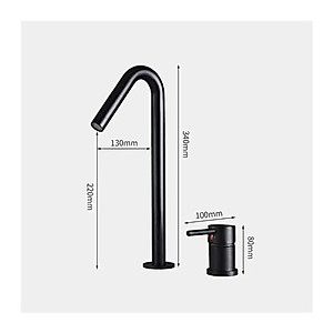 MIYANXI Brushed Gold Basin Faucet 5 Colors Single Handle Widespread Bathroom Sink Mixer Tap Deck Mounted Bathtub Mixers Crane,Kitchen Sink Faucet, Black, WJ5501