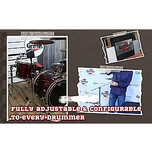 Griffin Cymbal Stand With Boom Arm (Pack of 2) | Drum Percussion Gear Hardware Set with Double Braced Legs | Counterweight Adapter for Mounting Heavy Duty Crash, Ride, Splash Cymbals For Drummers