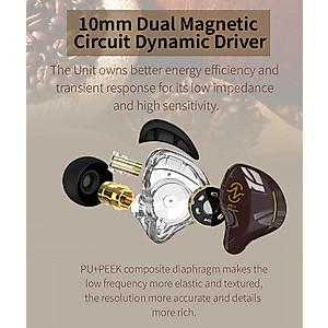 CCZ in Ear Monitor Wired Earbud in Ear Headphones,1DD HiFi Bass Immersive Sound Earphones, for Drummer Musicians Singer Stage Earbuds, Patented Ear Tips Headset, Coffee Bean(Brown No Mic)