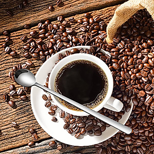 Long Handle Iced Tea Spoons, 304 Stainless Steel Teaspoons, 9.5 Inch Coffee Stirrers,Ice Cream Spoon,Cocktail Stirring Spoons, Set of 4 (Silver) (9.4 Inch, 4)