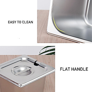 Generic 6 Pack Steam Table Pan, 4in Deep 1/6 Size Stainless Steel Food Pan Stackable Catering Pan with Lid for Restaurant, Hotel, Buffet, Party Supplies, 1.5L Capacity, Silver, KHJ93