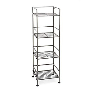 Seville Classics Iron Slat Tower Shelving, 4-Tier (Pewter)
