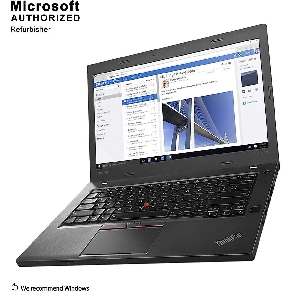 Lenovo Notebook 20FW002DUS 14inch ThinkPad T460p i5-6440HQ 8GB 256GB SSD HD Graphics 530 Windows 10 Professional Retail (Renewed)
