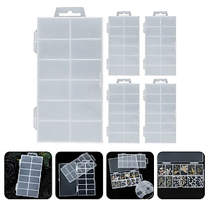 minkissy 5Pcs Boxes containers with lids Portable Bead Box Transparent Beads Button case containers for Beads Storage Box Screw Clamshell Small Object Diamond Box pp Suitcase