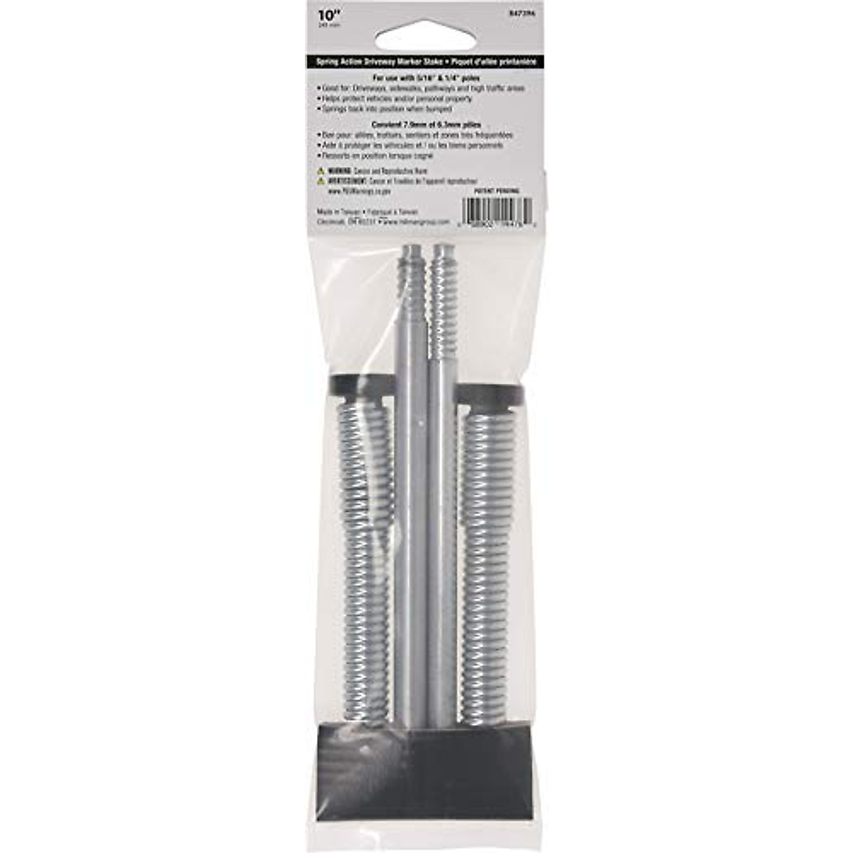 Hillman 847396 Driveway Marker Stake with Spring Back Action for Snow Poles or Rods and Student Drivers, Reflective Silver