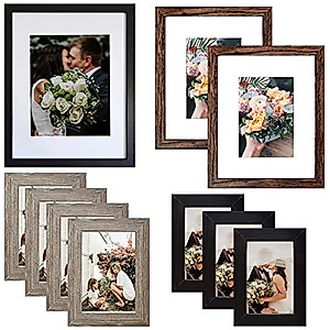 SESEAT Picture Frames Collage, Gallery Wall Frame Set with 11x14 8x10 5x7 4x6 Frames in 3 Different Finishes, Set of 10