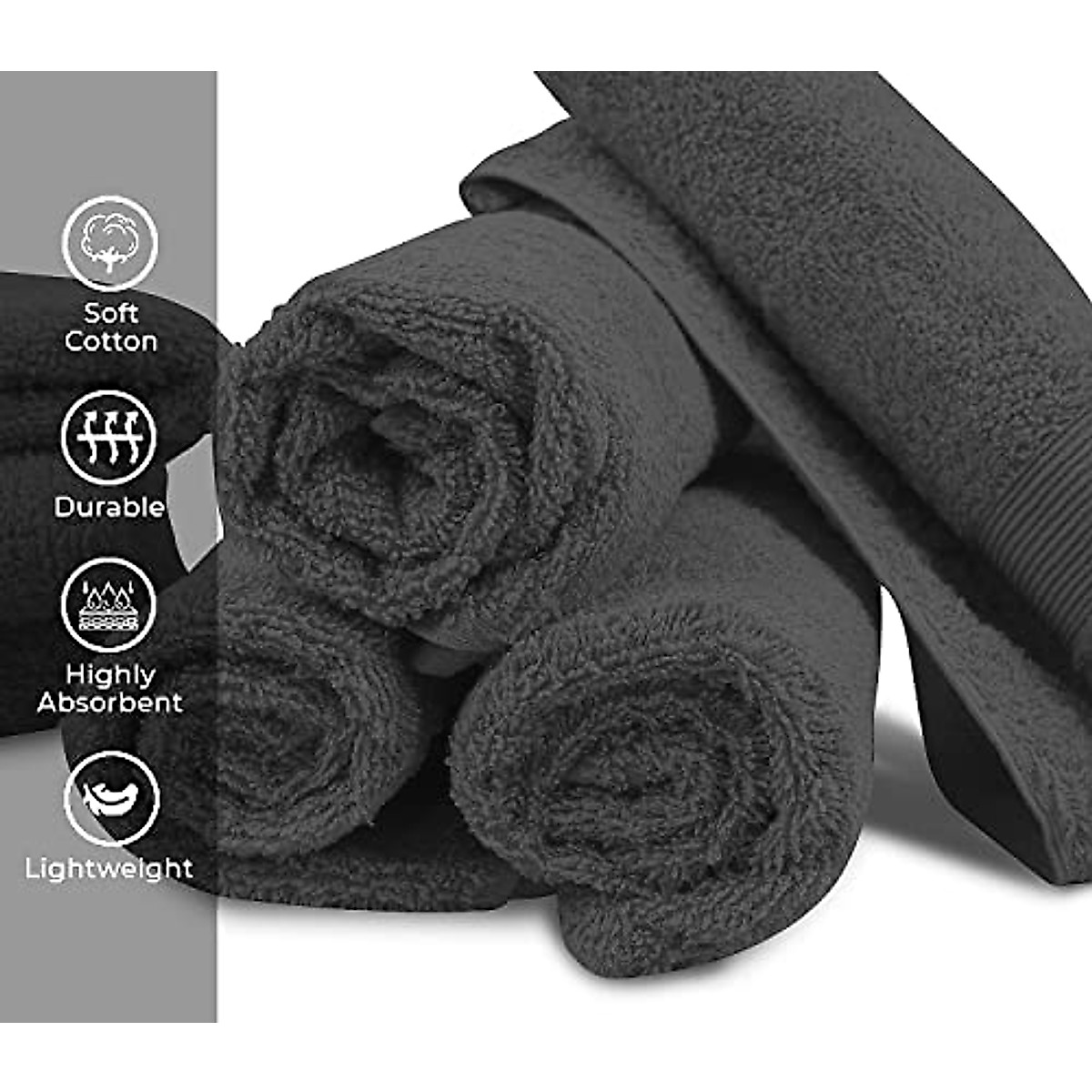 Softolle Premium 600 GSM Hand Towels –100% Combed Ring Spun Cotton Hand Towel - Pack of 6 Luxury Hand Towels - Highly Absorbent and Ultra Soft 16" x 30" inches (Grey)