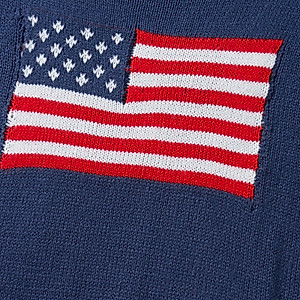 Y2k Vintage Sweater Long Sleeve Crew Neck Loose Knit Pullover American Flag Sweatshirt Preppy Striped Sweater