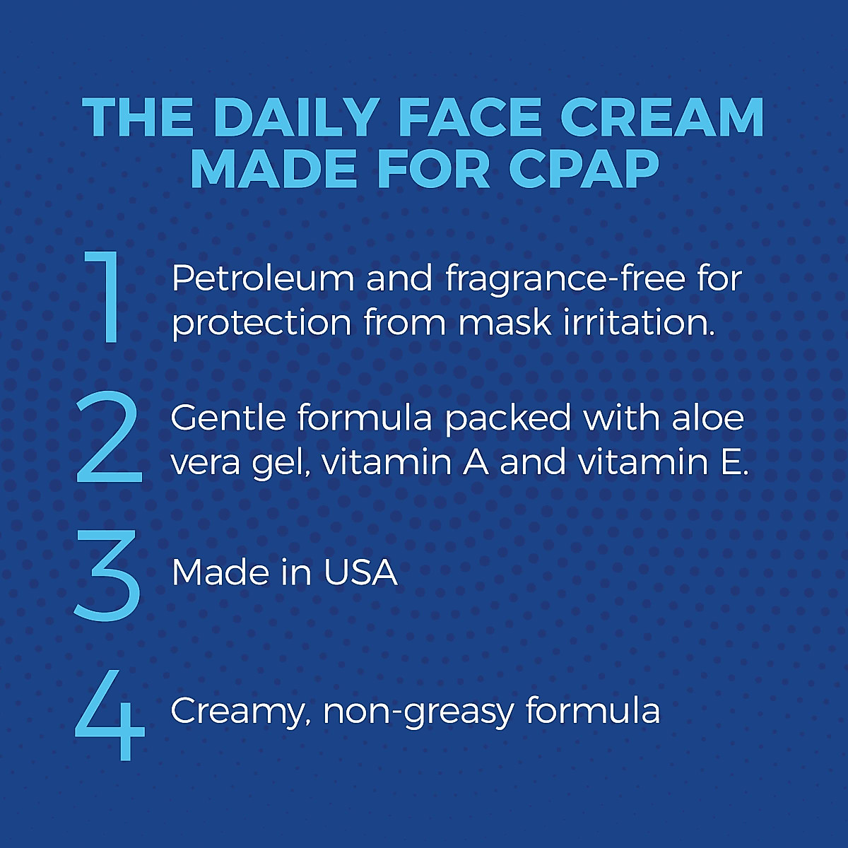 Snugell CPAP Skin Moisturizer Daily Face Cream with Aloe Vera and Vitamin A & E | Petroleum-free | Fragrance-free | Non-greasy | Specially Designed for CPAP users | 4 Fl. Oz.