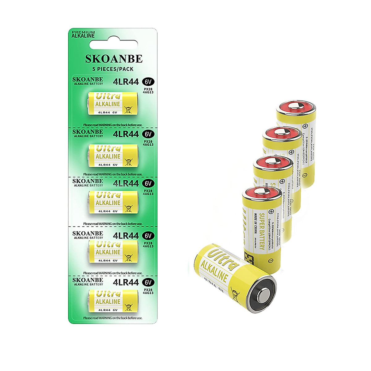 SKOANBE 4LR44 6V Alkaline Battery for Dog Collars（Pack of 5）