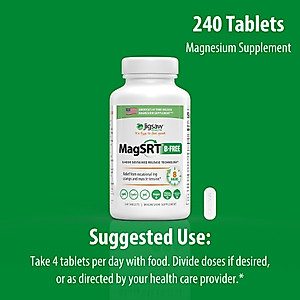 Jigsaw Health MagSRT (B-Free) | Premium, Organic, Slow Release Magnesium Supplement | Active, Bioavailable Magnesium Malate Tablets | 240 Tablets | 60 Servings