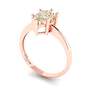Clara Pucci 1.9ct Pear Cut Solitaire Genuine Natural Morganite Wedding Bridal Designer art deco Anniversary Ring 14k Rose Gold for Women