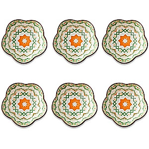 RareCi Dip Bowls 4 Oz - 6-Pack Little Dipping Bowl Set - Mini Ceramic Bowl - Small Condiment, Appetizer, Snack, Soy Sauce Dish - Cute Serving Bowls for Parties(Pentapetalous)