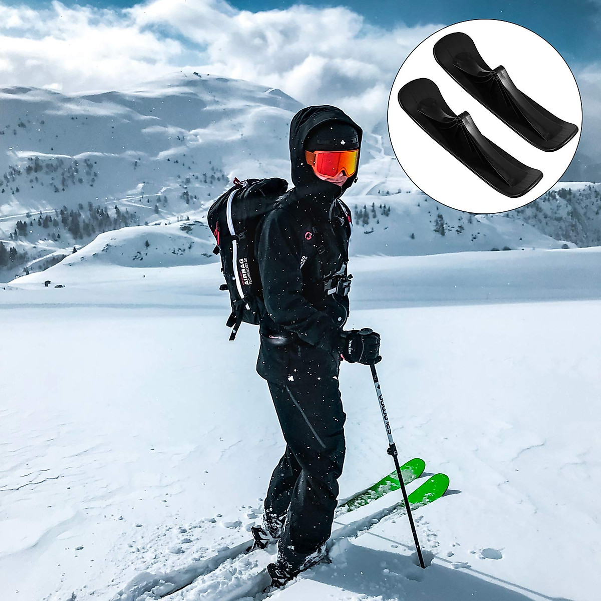 BESPORTBLE Ski Scooter Snow Sled Attachment Scooter Sled Ski Fold Sled Kids Scooter Attachment