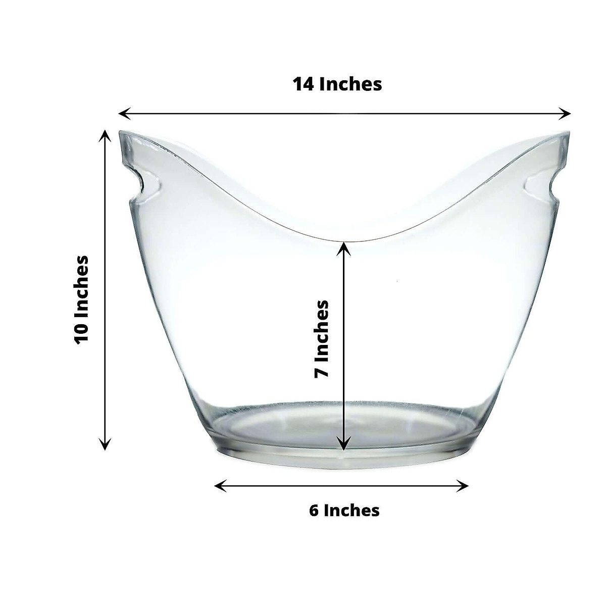 Efavormart Clear 7 Liter Plastic Ice & Drinks Bucket, Party Beverage Cooler Storage Tub with Handles