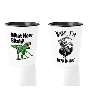 Bubble Hugs Funny Shot Glass Set of 2 1.5 oz, Humorous Sarcastic Drinkware Sarcasm Motivational