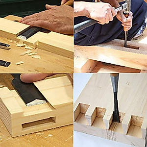 KAKURI Japanese Wood Chisel Set 3 Piece for Woodworking, Made in JAPAN, Japanese Oire Nomi for Carve, Mortise, Dovetail, Sharp Japanese Carbon Steel Blade, White Oak Wood Handle