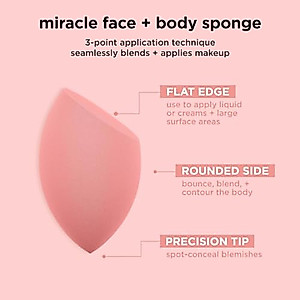 Real Techniques Miracle Face + Body Sponge, XL Makeup Blending Sponge For Whole Body, Ideal For Foundation, Body Makeup, & Self Tanner, Cruelty Free & Vegan, Latex Free, Packaging May Vary, 1 Count