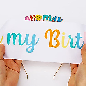 Chanaco Birthday Sash Birthday Girl Headband Set Birthday Crown Tiara Birthday Girl Sash Birthday Crowns for Women Happy Birthday Decorations Birthday Gifts for Women