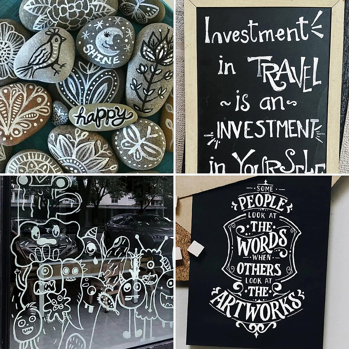 SFAIH White Paint Markers Paint Pens - 4 Pack 2-3MM Medium Tip Acrylic Markers for Rock Painting, Wood, Metal, Fabric, Plastic, Canvas, Glass, Ceramic, Diy Crafts, Drawing, Tire